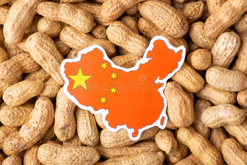 Flag and Map of China on Peanuts in Peel Stock Image - Image of macro ...