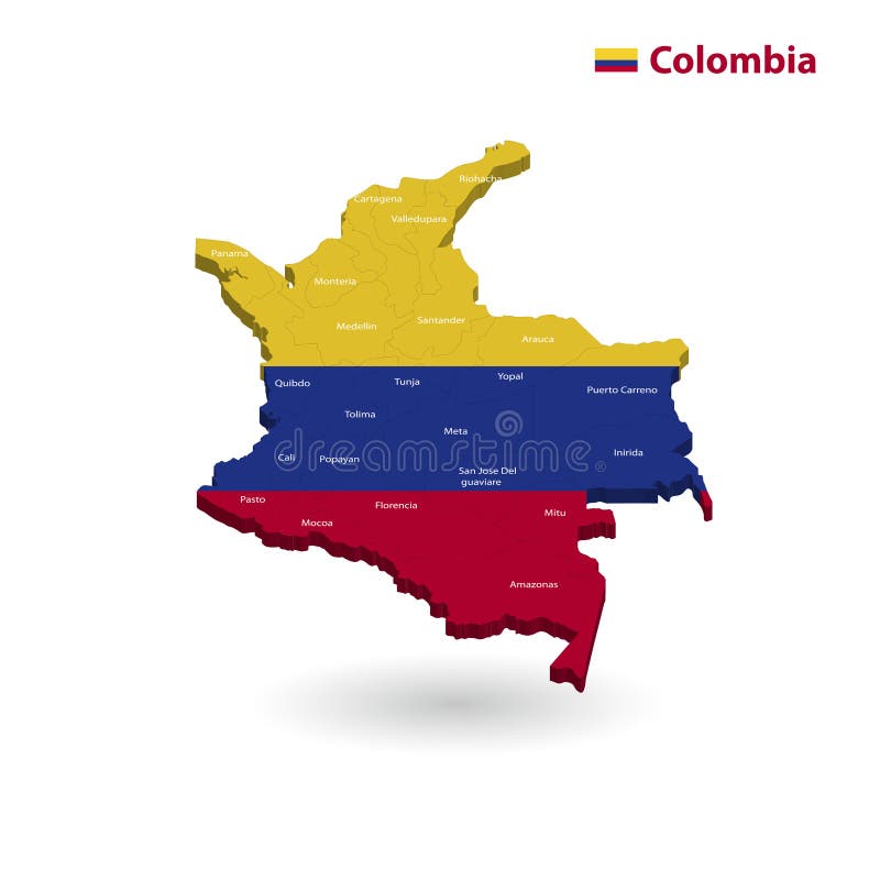 Flag Map of Colombia. Map of Colombia. Vector Map of Colombia Stock ...
