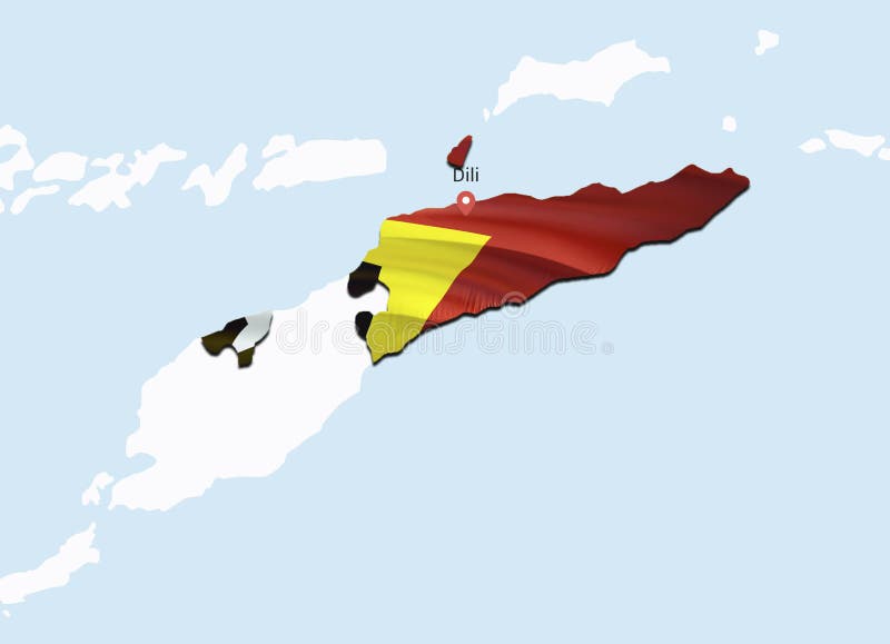Flag Map of East Timor. 3D Rendering East Timor Map and Flag on Asia ...