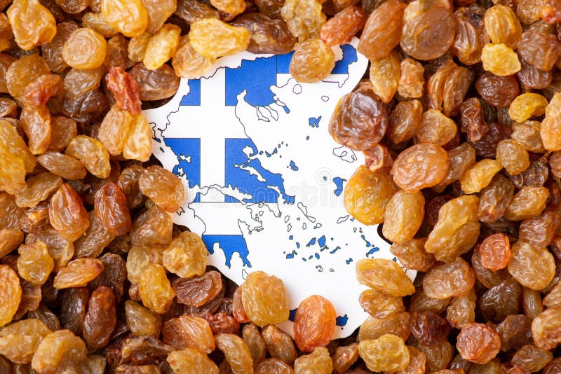 Flag and Map of Greece on Raisins Stock Photo - Image of sell, grow ...
