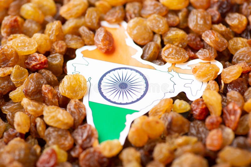 Flag and Map of India on Raisins Stock Image - Image of macro ...