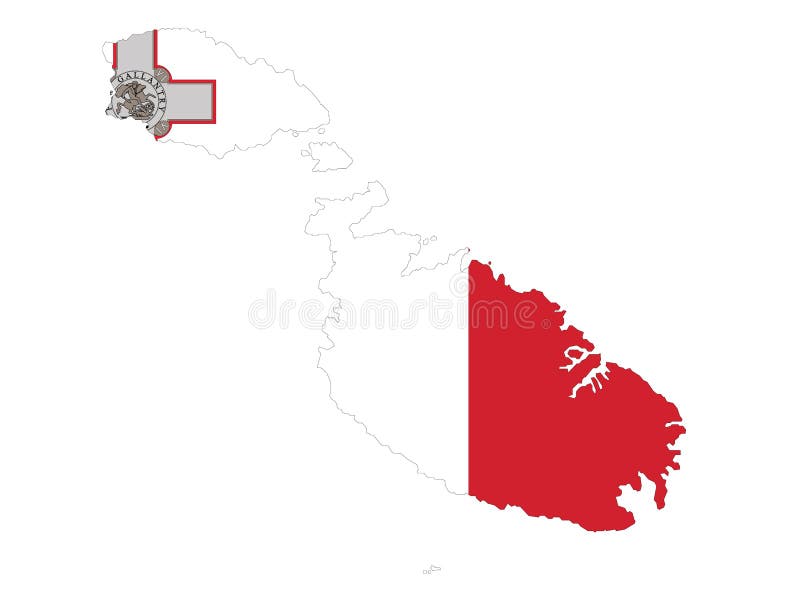 Flag Map of Malta stock vector. Illustration of korea - 196777232