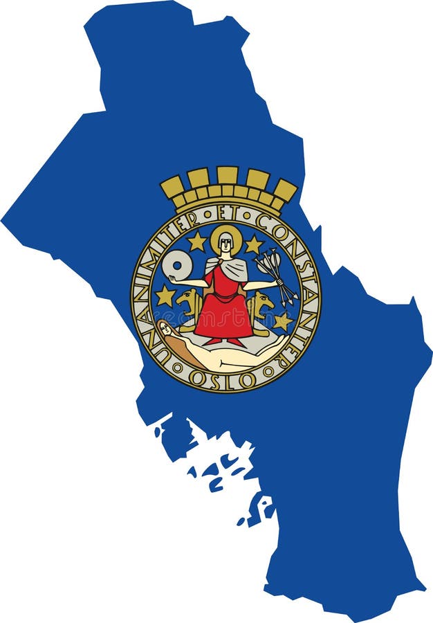 Flag map of Oslo, Norway stock vector. Illustration of district - 237502583