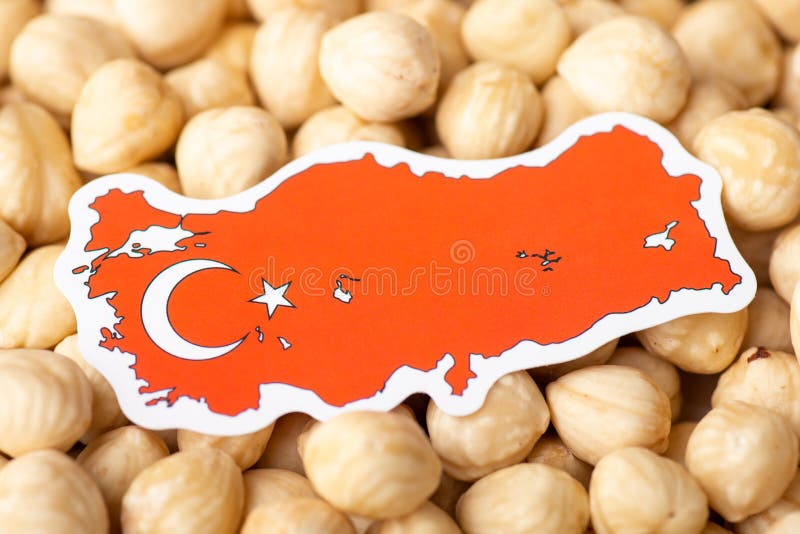 Flag and Map of Turkey on Hazelnuts Stock Photo - Image of white ...