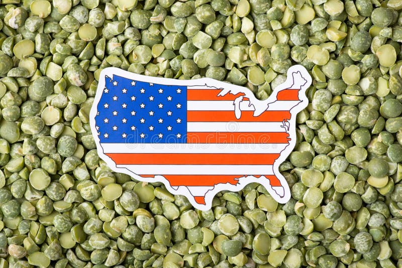 Flag and Map of USA on Green Pea Close Up Stock Image - Image of export ...