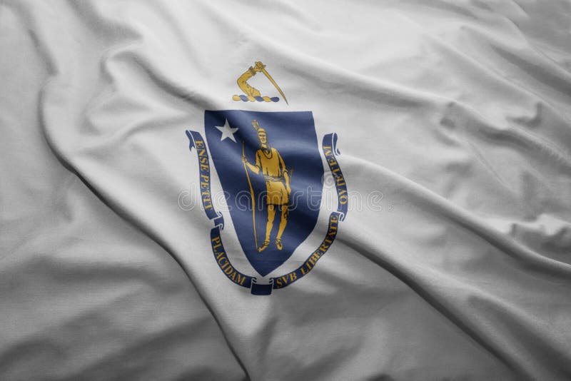 Flag of Massachusetts State Stock Image - Image of colors, material ...