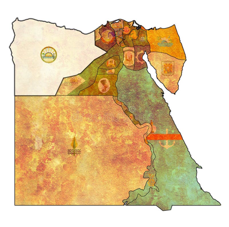 Flag of Matrouh on Map of Egypt Governorates Stock Illustration ...