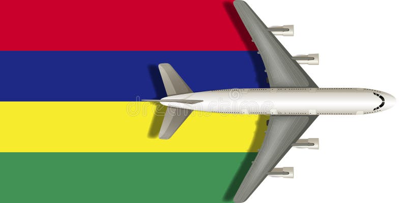 Flag of MAURITIUS with an Airplane Flying Over it. Vector Image Stock ...
