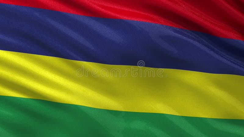 Flag of Mauritius Realistic Waving on Green Screen. Seamless Loop ...
