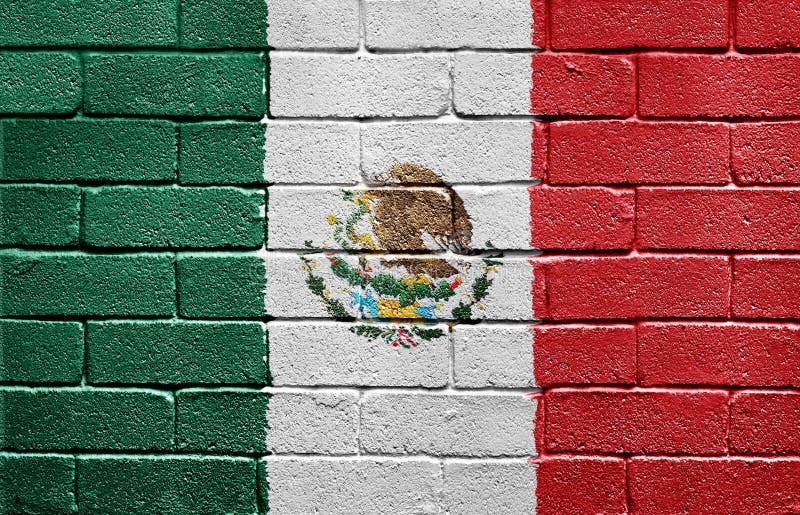 Flag of Mexico on Brick Wall Stock Image - Image of architecture, retro ...