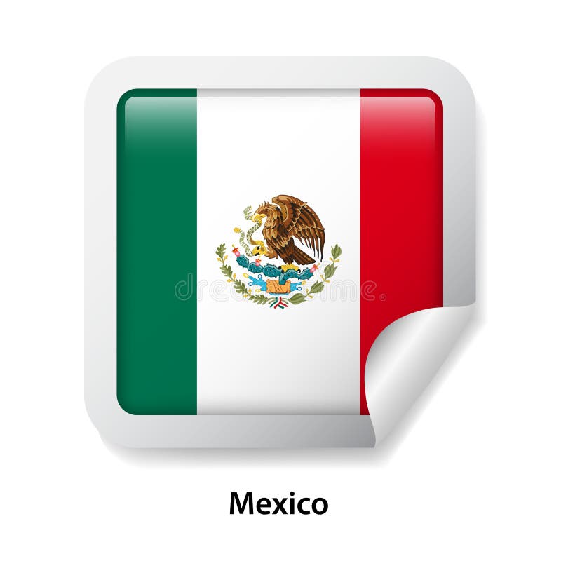 Flag of Mexico. Round Glossy Sticker Stock Vector - Illustration of ...