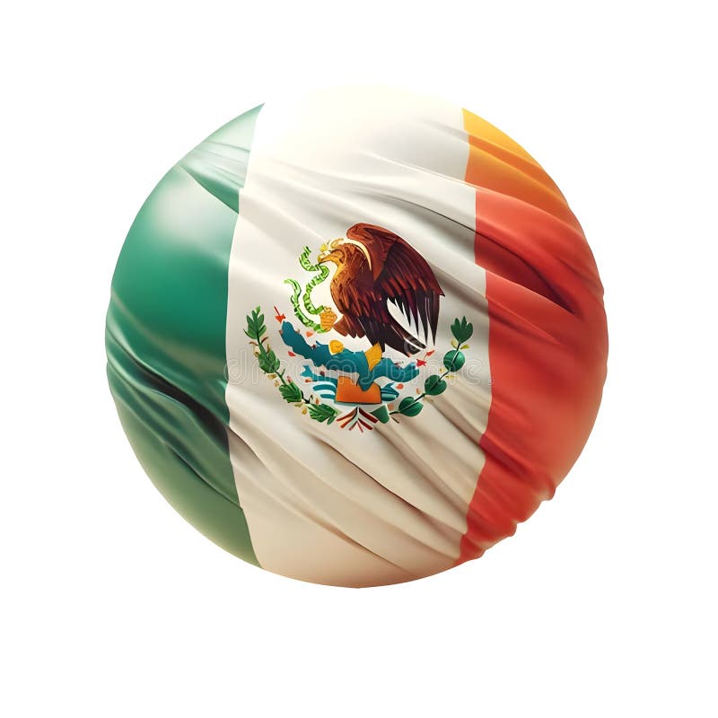 Flag of Mexico in Round Shape Stock Image - Illustration of orange ...