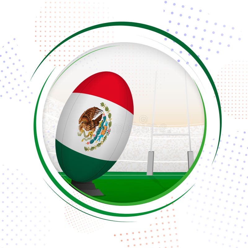 Flag of Mexico on Rugby Ball. Round Rugby Icon with Flag of Mexico ...