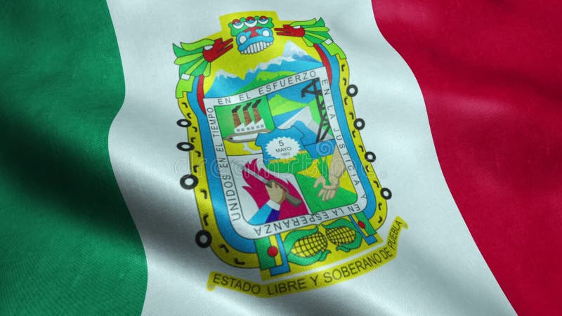 Puebla Flag, Mexico. Loop stock video. Video of acatlan - 247476845