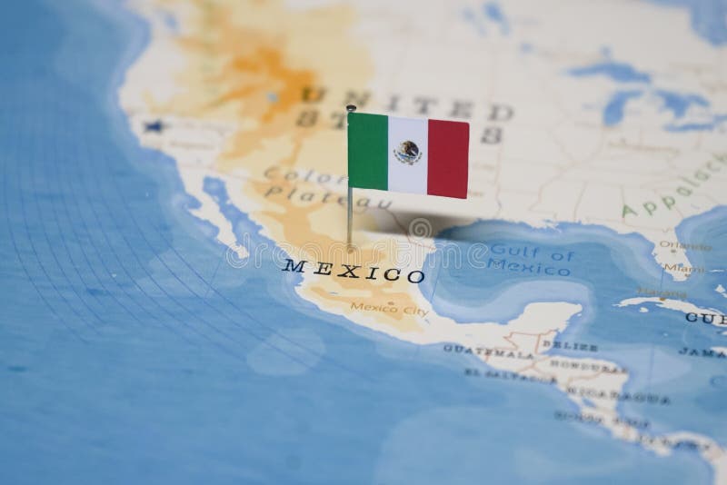 The Flag of Mexico in the World Map Stock Photo - Image of globe ...