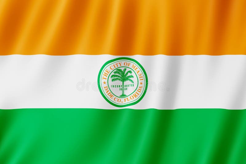 Flag of Miami City, Florida US Stock Illustration - Illustration of ...