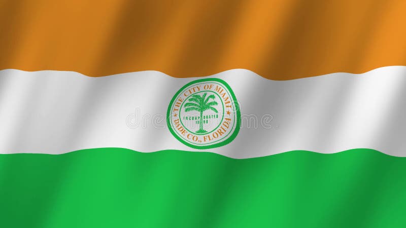 Flag of Miami Footage Video Waving in Wind. Miami Flag. 4K Animation ...