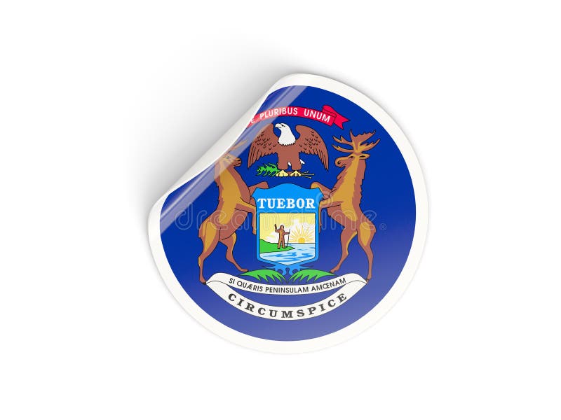 Flag of Michigan, US State Round Sticker Stock Illustration ...