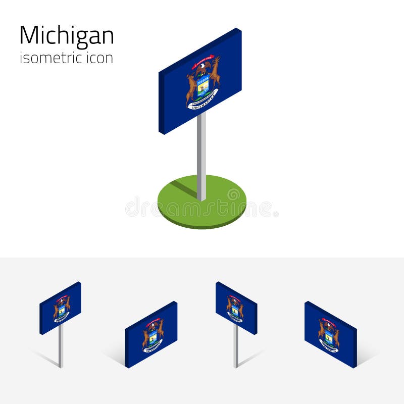 Flag of Michigan USA, Vector 3D Isometric Flat Icons Stock Vector ...