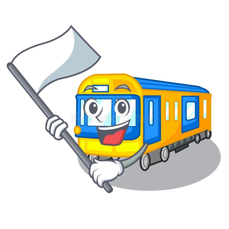 With Flag Miniature Subway Train Cartoon Above Table Stock Vector ...