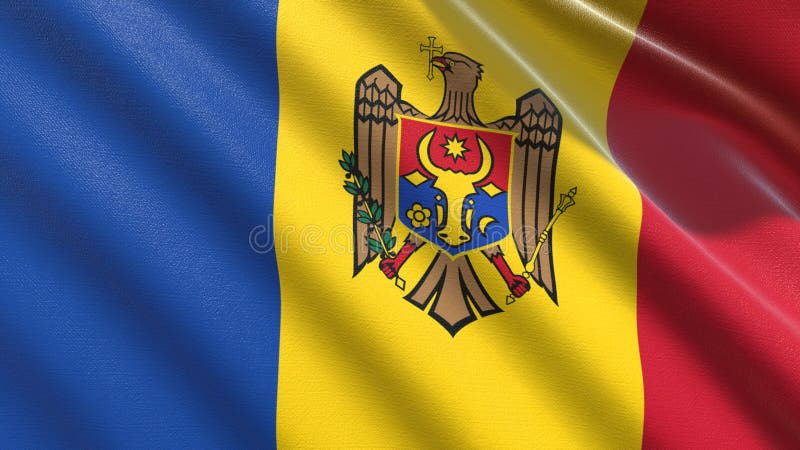 The Flag of Moldova is a Realistic Evolving Fabric Flag 3d-rendering ...