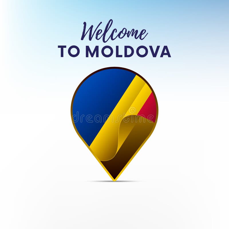 Flag of Moldova in Shape of Map Pointer or Marker. Welcome To Moldova ...