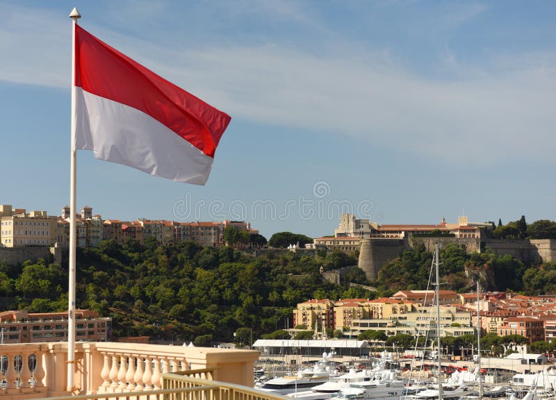 Flag of Monaco Waving at the Centr of Monaco Stock Photo - Image of ...