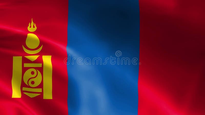 The Flag of Mongolia Fluttering in the Wind. Detailed Fabric Texture ...