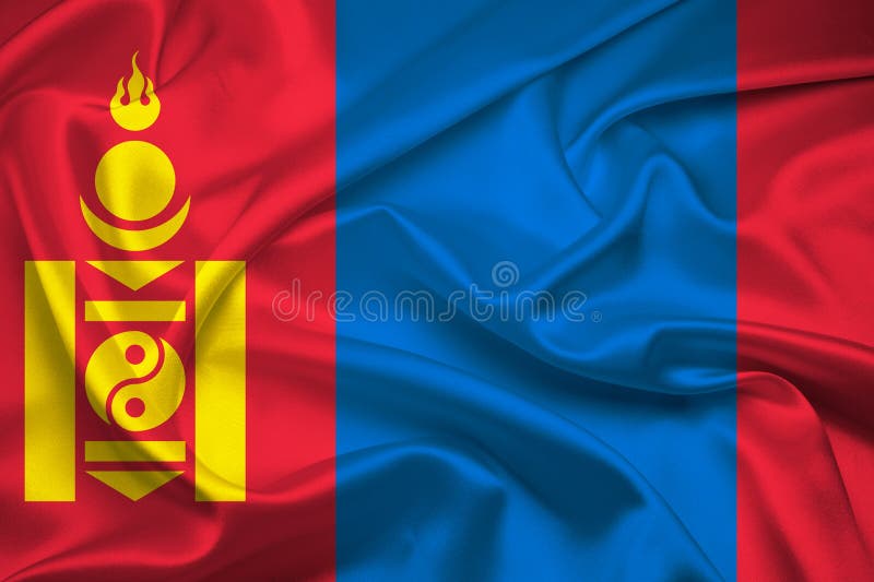 Flag of Mongolia, Mongolia Flag, National Flag of Mongolia. Fabric and Texture Flag of Mongolia ...