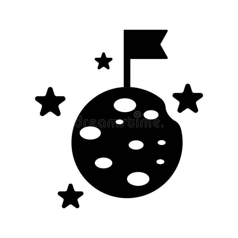 Flag, moon, space icon stock illustration. Illustration of night ...