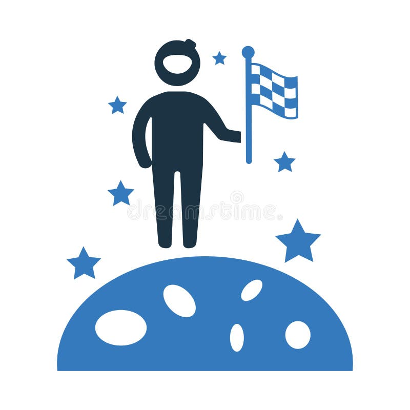 Flag on the Moon. First Concept - Stock Illustration - Illustration of ...
