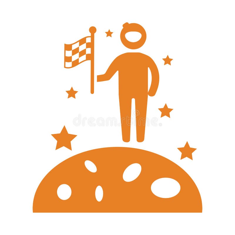 Flag, Moon, Space Icon. Orange Vector Design Stock Illustration ...