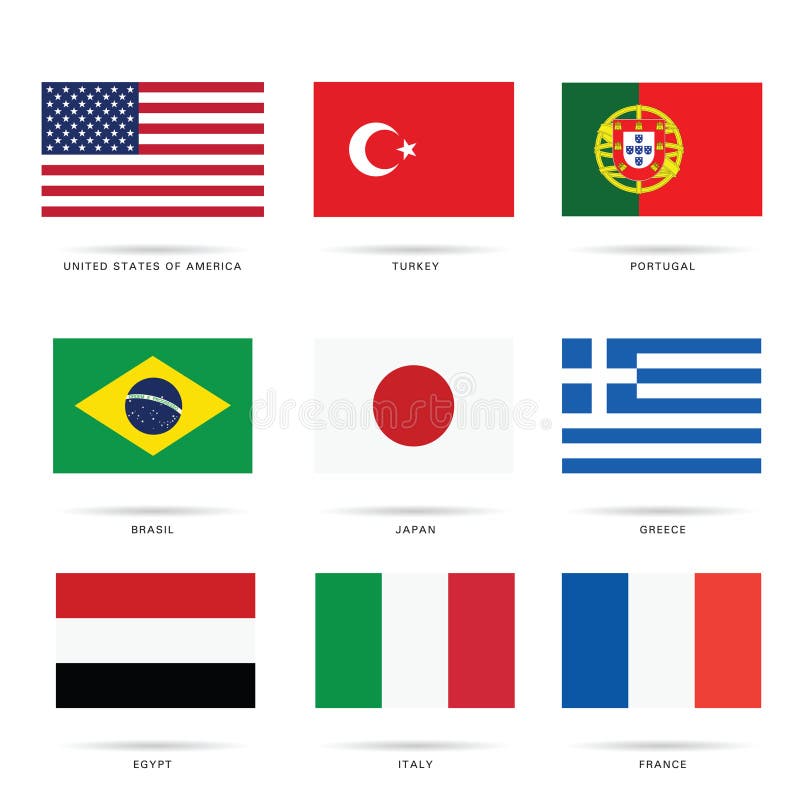 Flag Most Popular Set in Color Illustration Stock Vector - Illustration ...