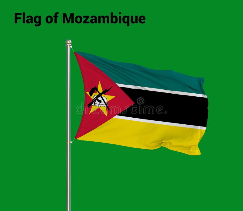 Flag of Mozambique, Mozambique Flag, National Flag of Mozambique. Pole ...