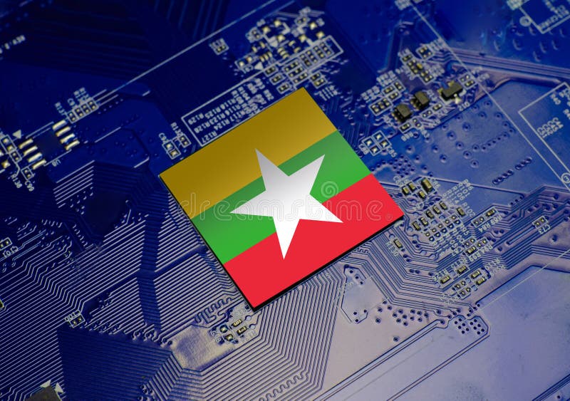 Flag of Myanmar on CPU Operating Chipset Computer Circuit Board Stock ...