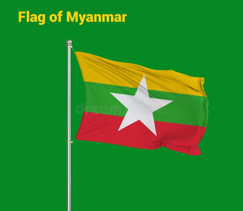 Flag of Myanmar, Myanmar Flag, National Flag of Myanmar. Pole Flag of ...