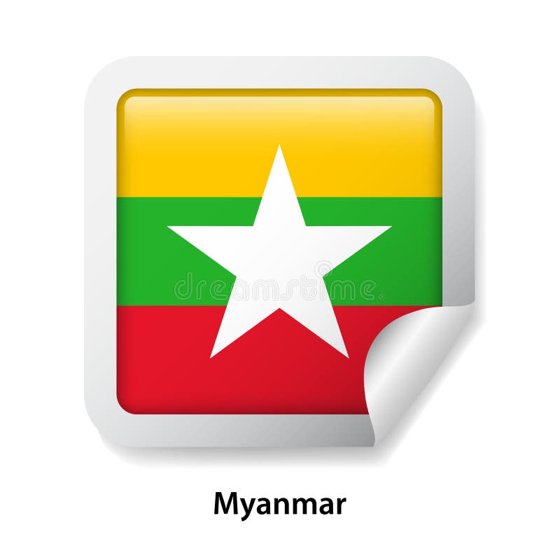 Sticker flag of Myanmar stock vector. Illustration of geolocation ...