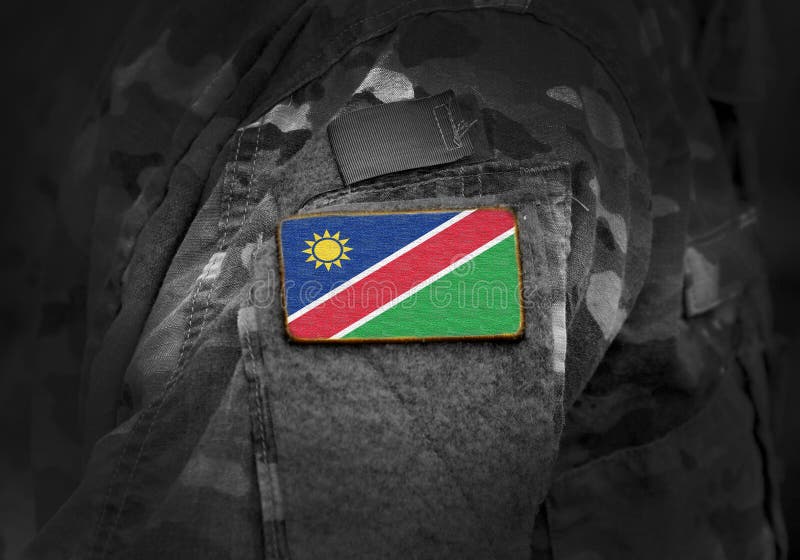 Namibia Flag on Soldiers Arm. Namibia Troops Collage Stock Image ...