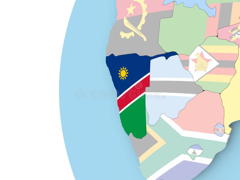 Flag of Namibia on Political Globe Stock Illustration - Illustration of ...