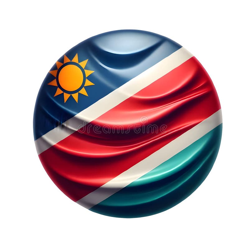 Flag of Namibia in Round Shape Stock Illustration - Illustration of ...