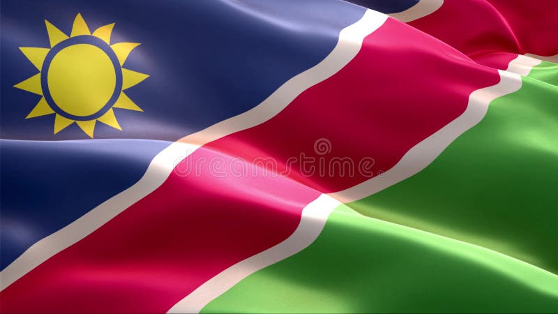 Flag of Namibia Waving in the Wind. 4K High Resolution Full HD. Looping ...