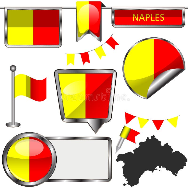 Flag of Naples - Italy. stock illustration. Illustration of emblem ...
