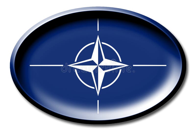 NATO, North Atlantic Treaty Organization Flag and Atlantic Map Stock ...