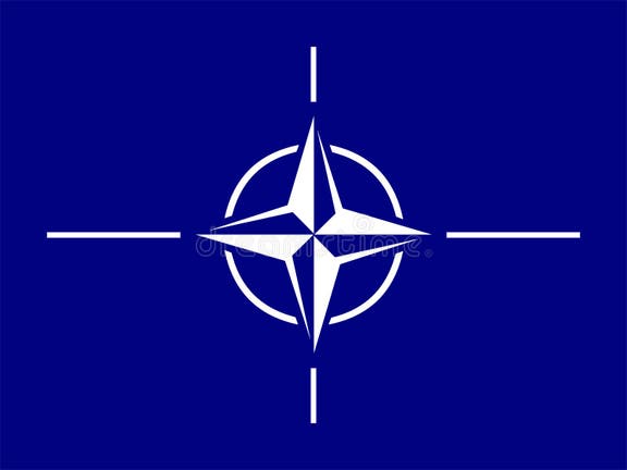 NATO Flag. Rectangular Horizontal Blue Banner with a White Four-pointed ...