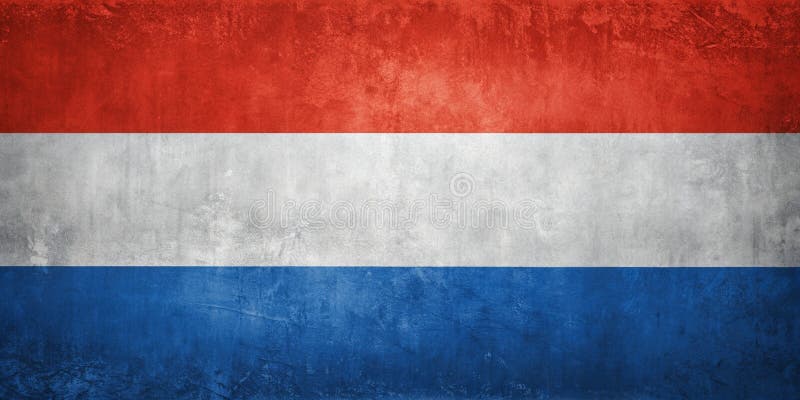 Flag of Netherlands or Dutch Banner on Rough Textured Concrete Wall ...