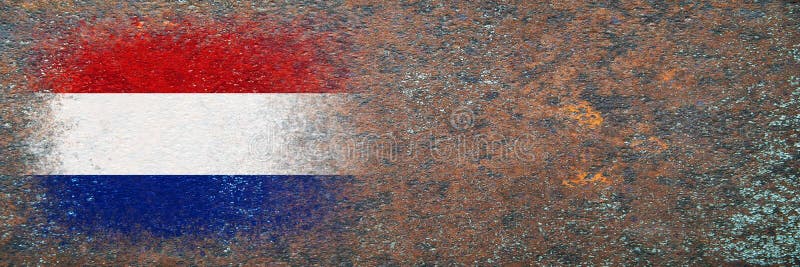 Flag of Netherlands. Flag Painted on Rusty Surface. Rusty Background ...