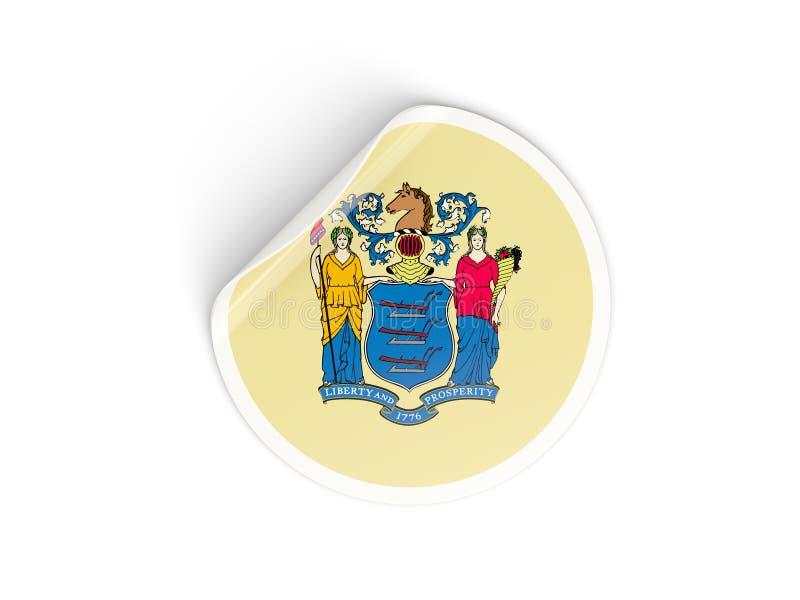Flag of New Jersey, US State Round Sticker Stock Illustration ...