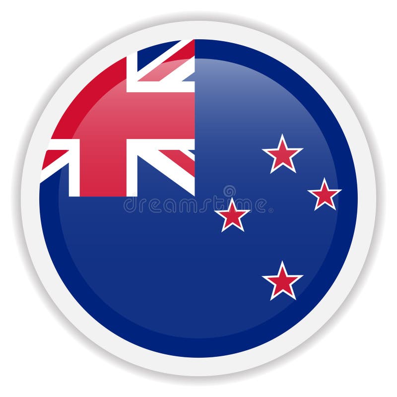 Flag of New Zealand. Glossy Vector Icon with Shadow Underneath Stock ...