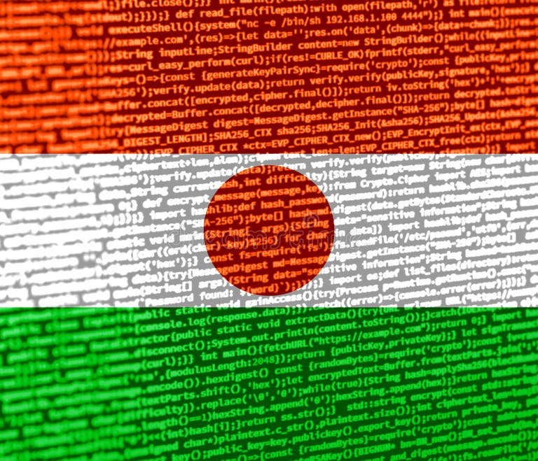 Flag of Niger Over Digital Code. Concept of Cybersecurity, Innovation ...