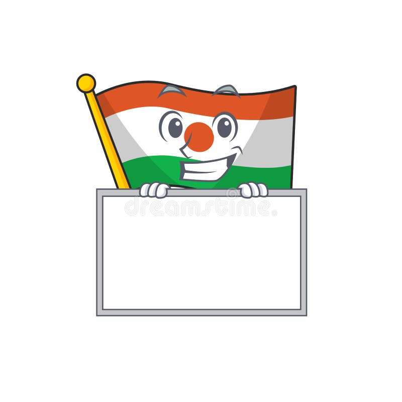 Flag Niger Scroll Cartoon Character Style Grinning with Board Stock ...